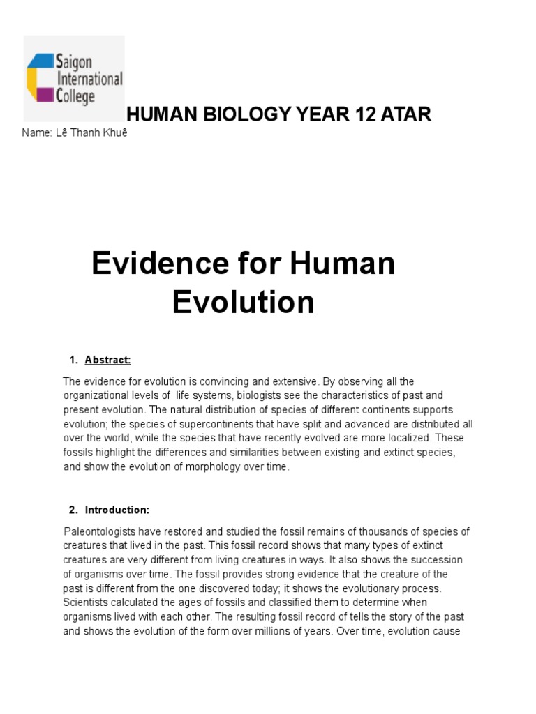 Evidence For Human Evolution | PDF | Fossil | Evolution