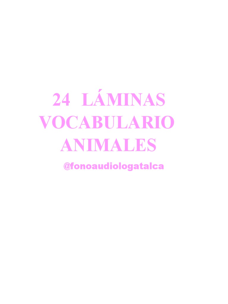 24 Láminas Vocabulario Animales | PDF