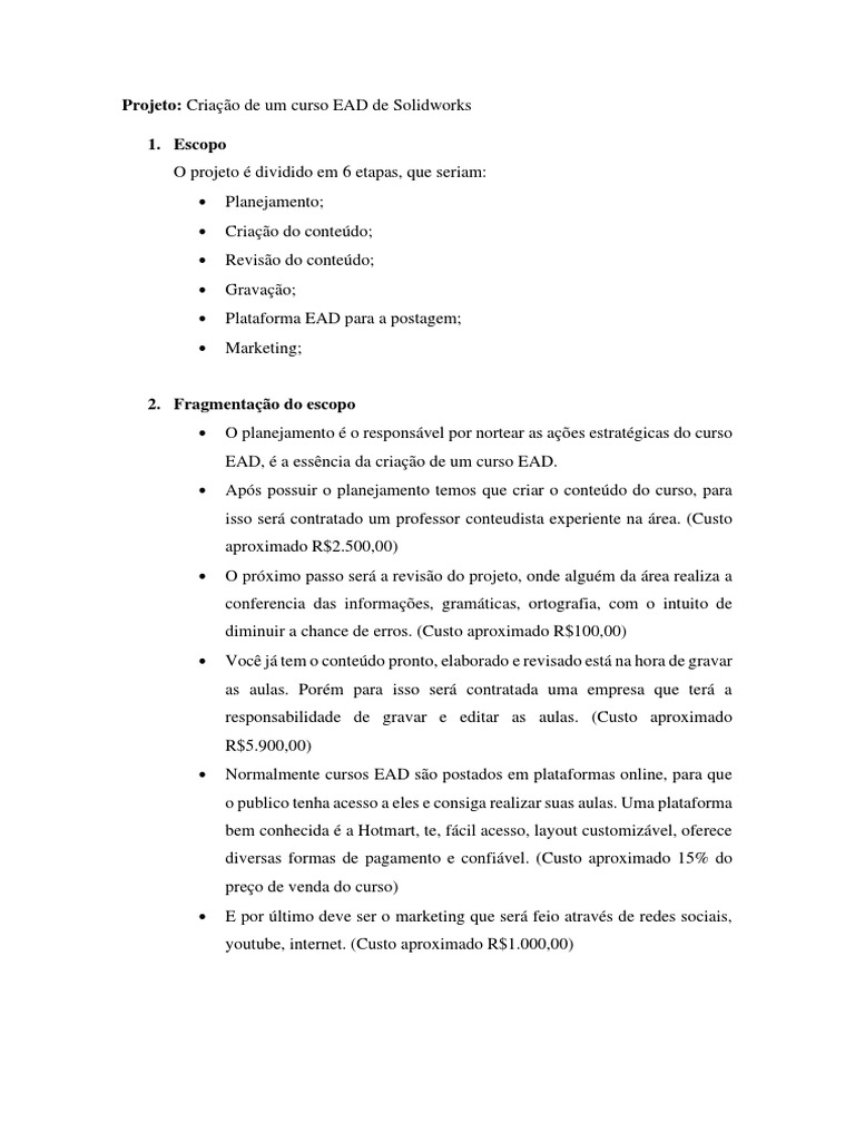 Projeto de Curso EAD | PDF