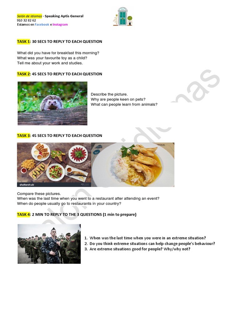 Aptis General Speaking Prep | PDF