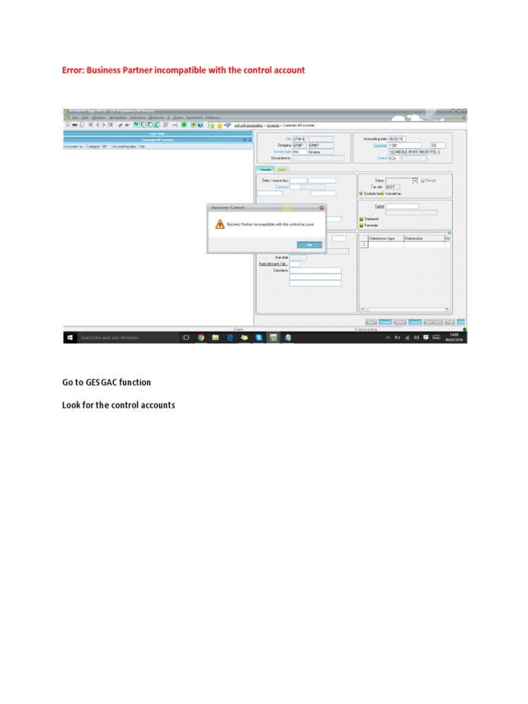 Business Partner Incompatible With The Control Account | PDF | Finance ...