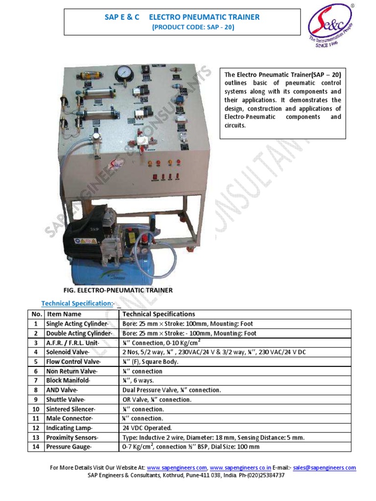 Electro Pneumatic Trainer | PDF | Valve | Electrical Connector