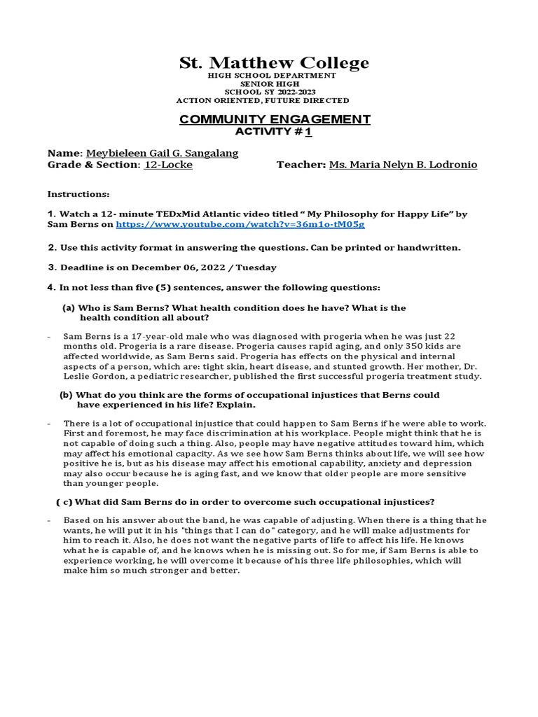 CE Activity 2nd-Qtr 11292022 | PDF | Psychological Concepts | Behavioural Sciences