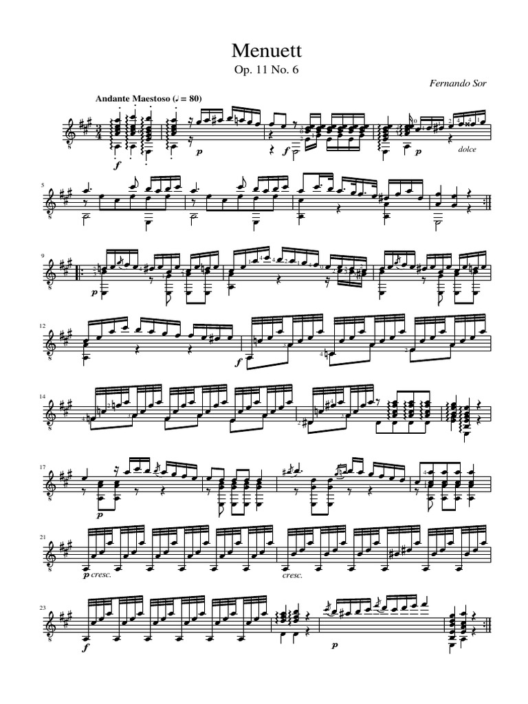 Minuet Op.11 No.6 by Fernando Sor | PDF | Baroque | Classical Music