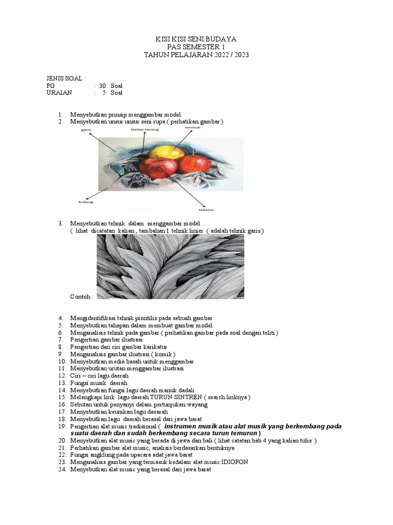 Kisi Kisi Seni Budaya Kelas 8 | PDF
