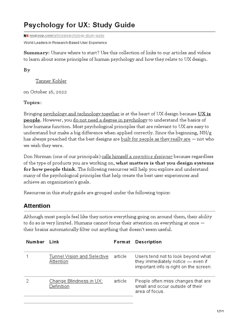 Psychology For UX Study Guide | PDF | Memory | Usability