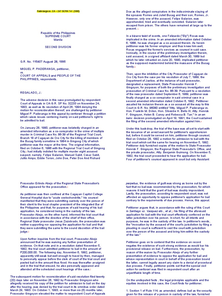 Rule 114 Cases | PDF | Bail | Prosecutor