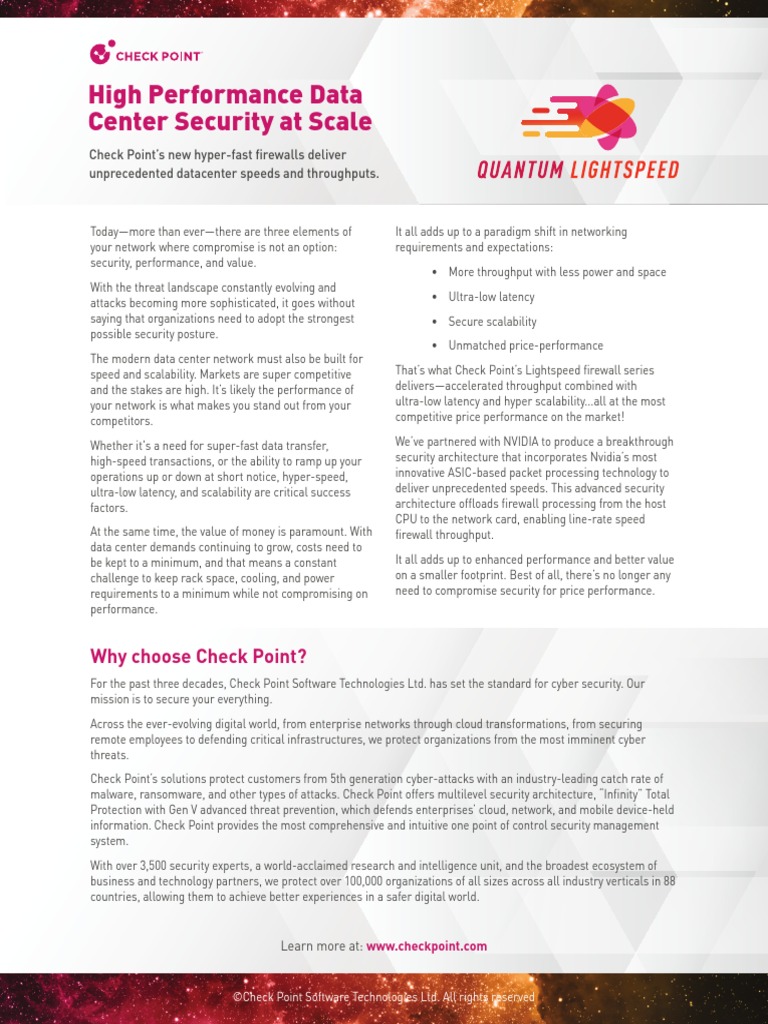 Checkpoint Lightspeed Firewall at A Glance | PDF | Scalability | Security