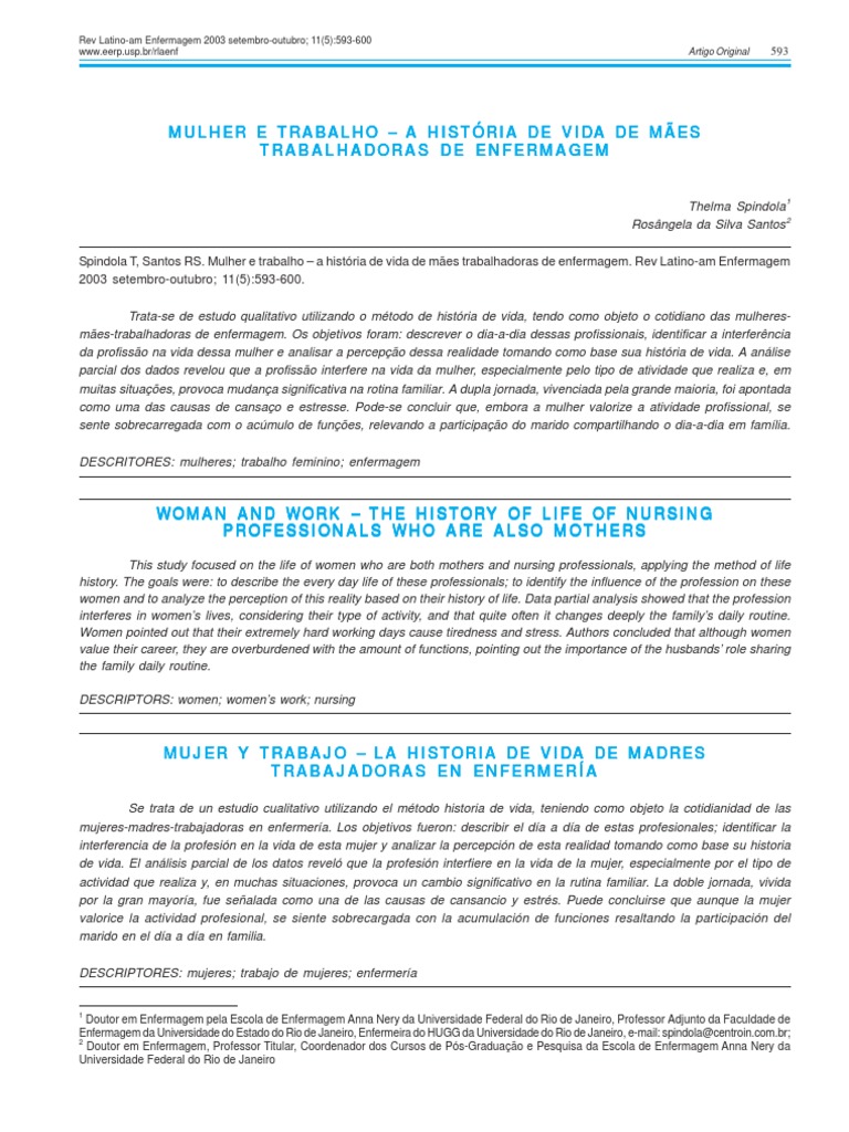 Mulher e Trabalho Spindola Santos 2003 | PDF | Família | Sociologia