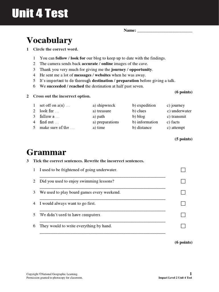 Impact Level 2 Unit 4 Test 0 | PDF | Shipwrecks | Water Transport