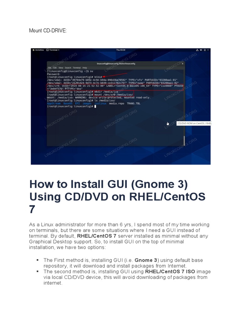 Install GUI (Gnome 3) Using Local DVD on RHEL/CentOS 7 | PDF | Software ...