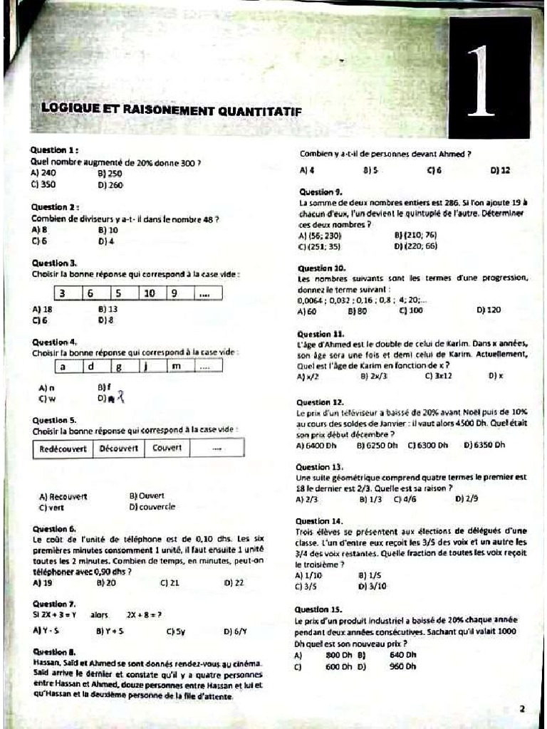 Exemplaire Concours ONCF 1 | PDF