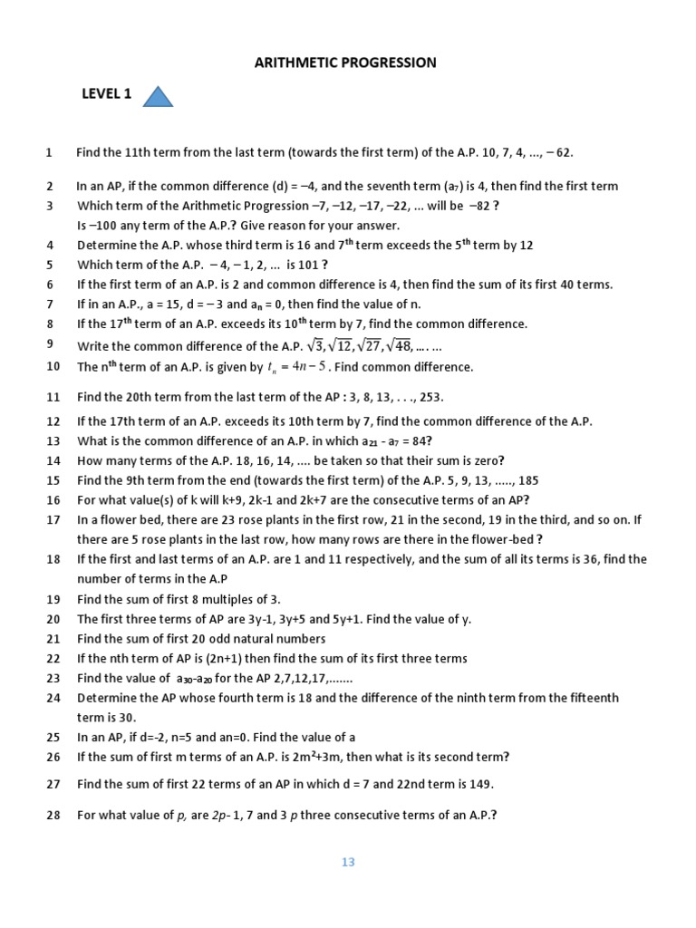 Arithmetic Progression Problem Set | PDF | Associated Press | Arithmetic