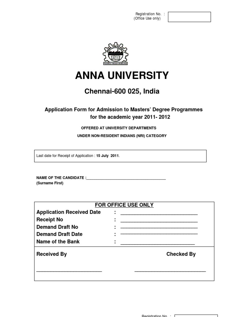 Anna University: Chennai-600 025, India | PDF | University And College ...