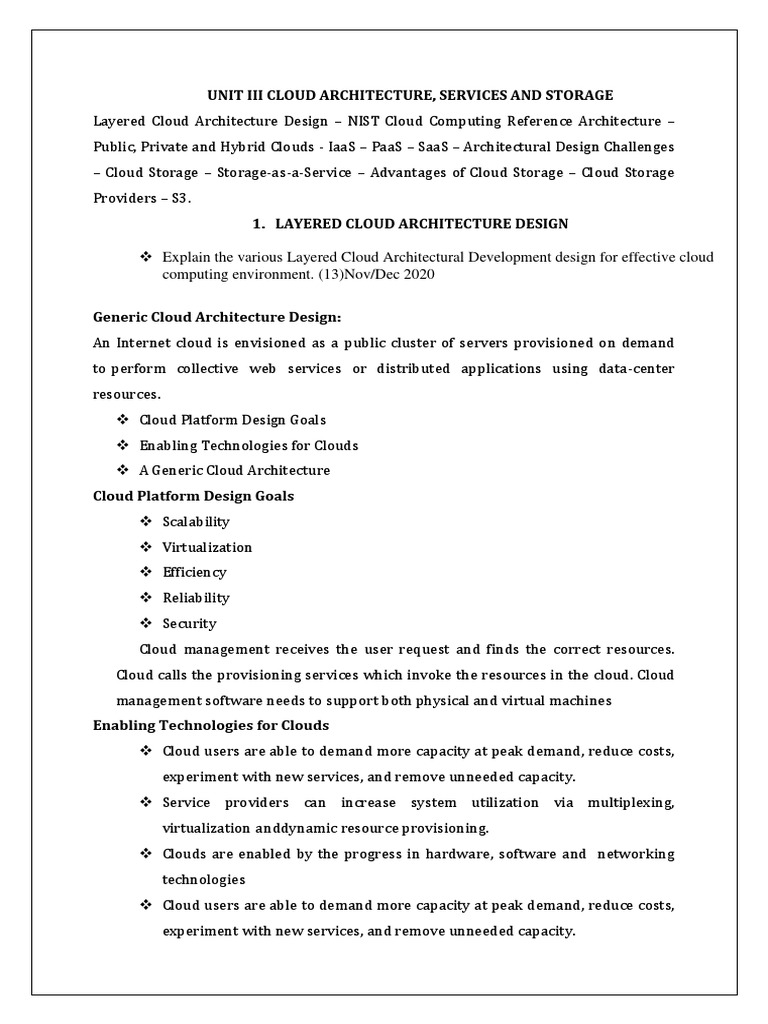 UNIT III - Cloud Computing-1 | PDF | Cloud Computing | Software As A Service