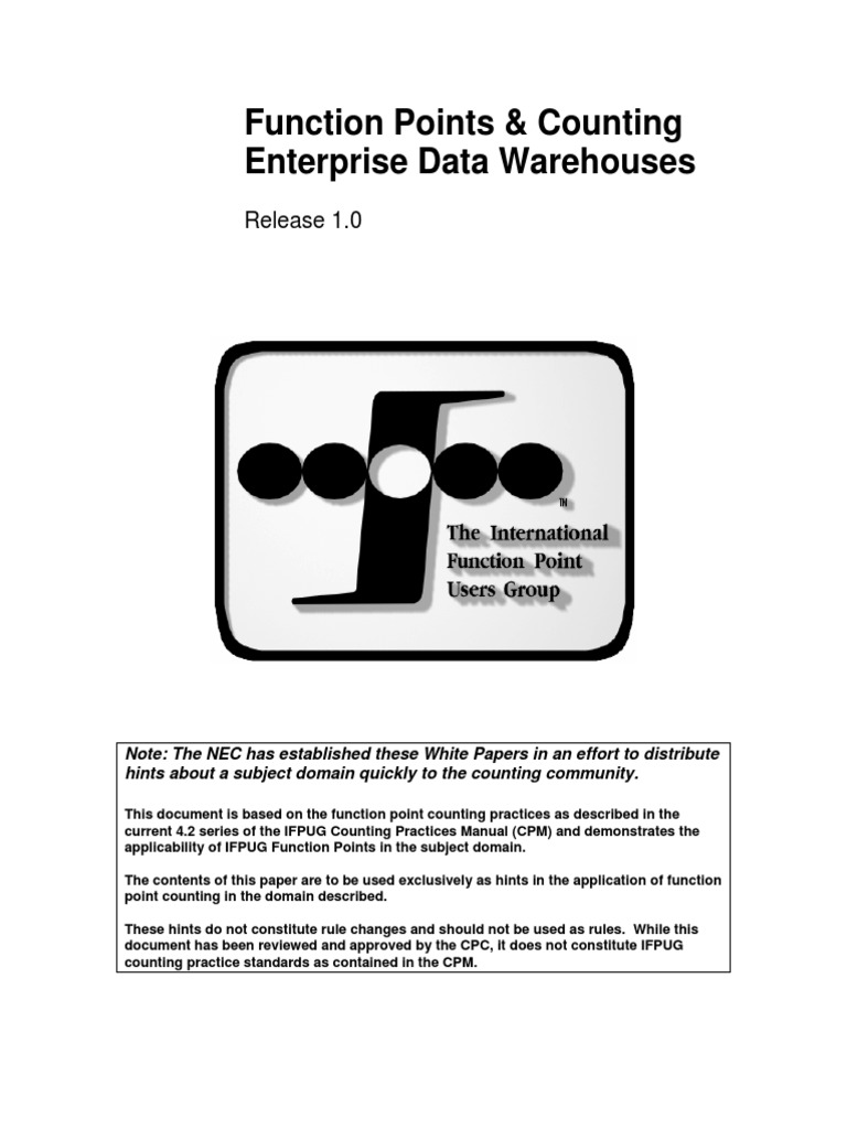 Function Points & Counting Enterprise Data Warehouses: Release 1.0 | Download Free PDF | Data ...