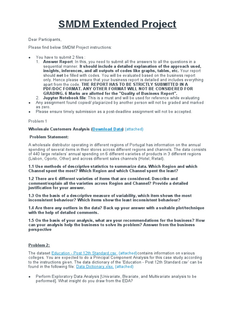 SMDM Extended Project | Download Free PDF | Data Analysis | Statistics