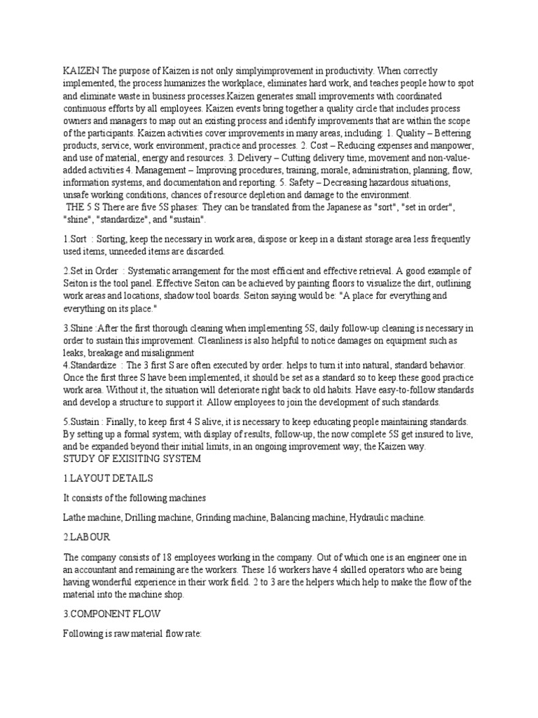KAIZEN and 5s Case Study | PDF | Business | Economies