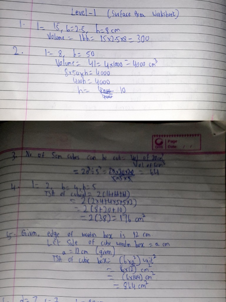 Surface Area Worksheet | PDF