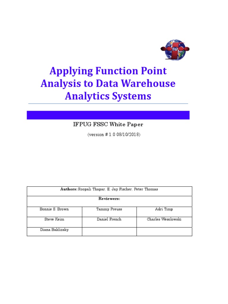 Applying Function Point Analysis To Data Warehouse Analytics Systems | PDF | Data Warehouse ...