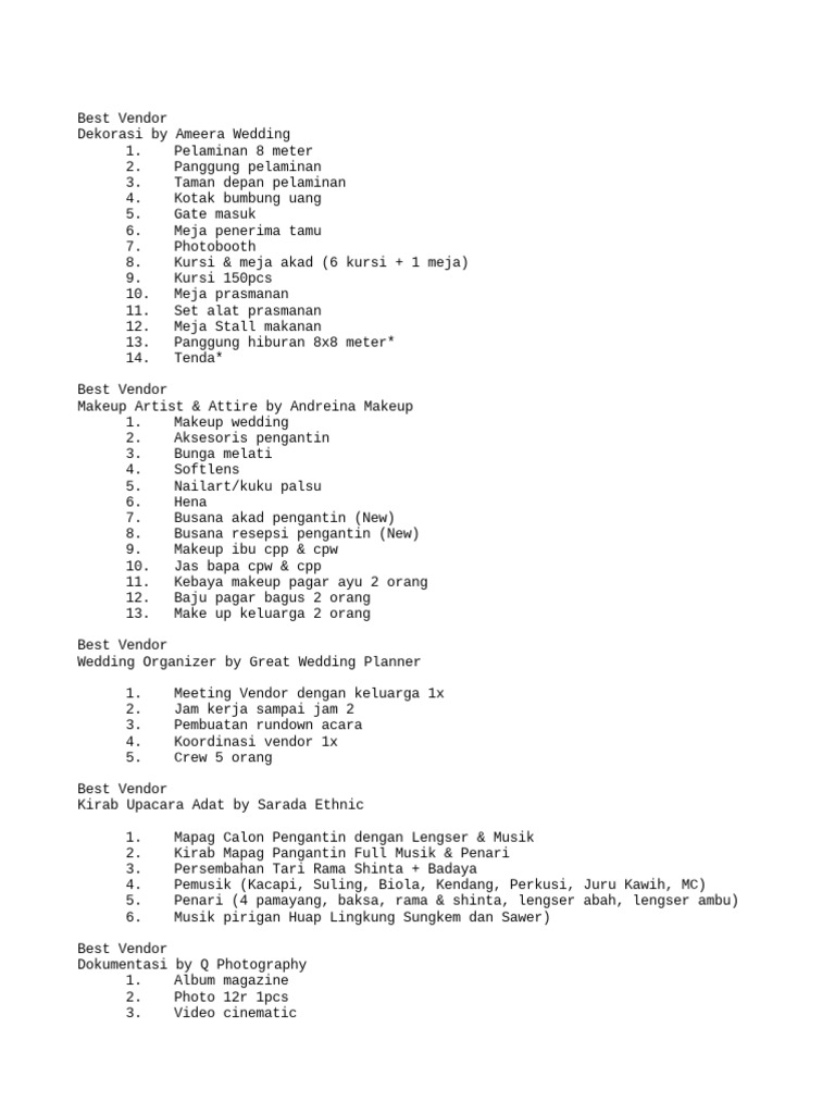 Revisi Paket All in Data Vendor | PDF
