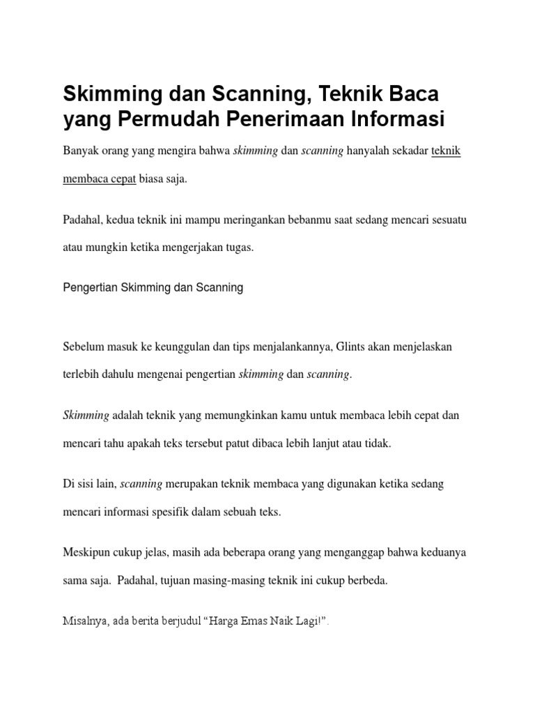 Materi Skimming Dan Scanning | PDF