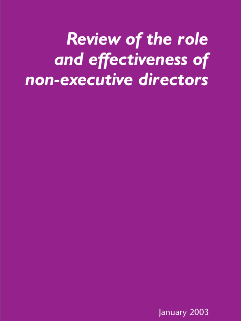 Review of The Role and Affectiveness of Non-Executive Directors | PDF ...