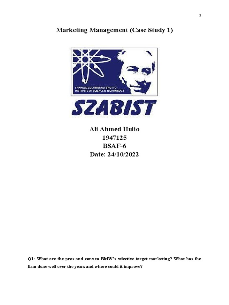 Marketing Management Assignment 1 | PDF | Bmw | Marketing