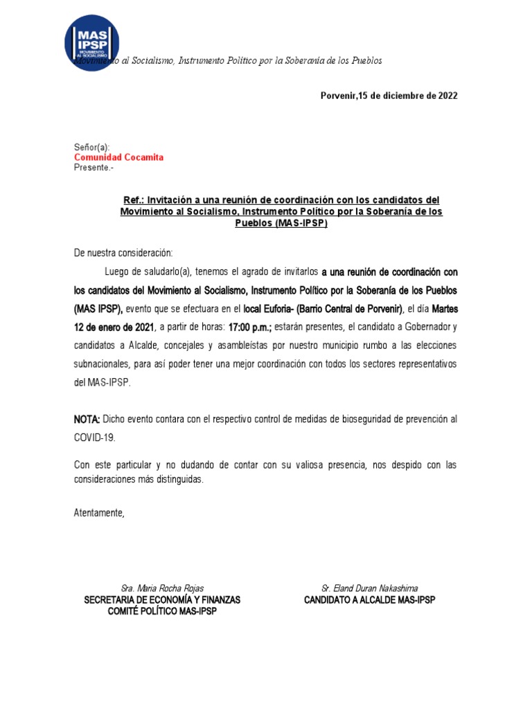 Invitacion Mas Ipsp | PDF