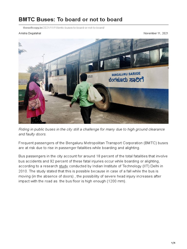 BMTC Buses: To Board or Not To Board? - 2021 Thesoftcopy - in | Download Free PDF | Bus | Disability