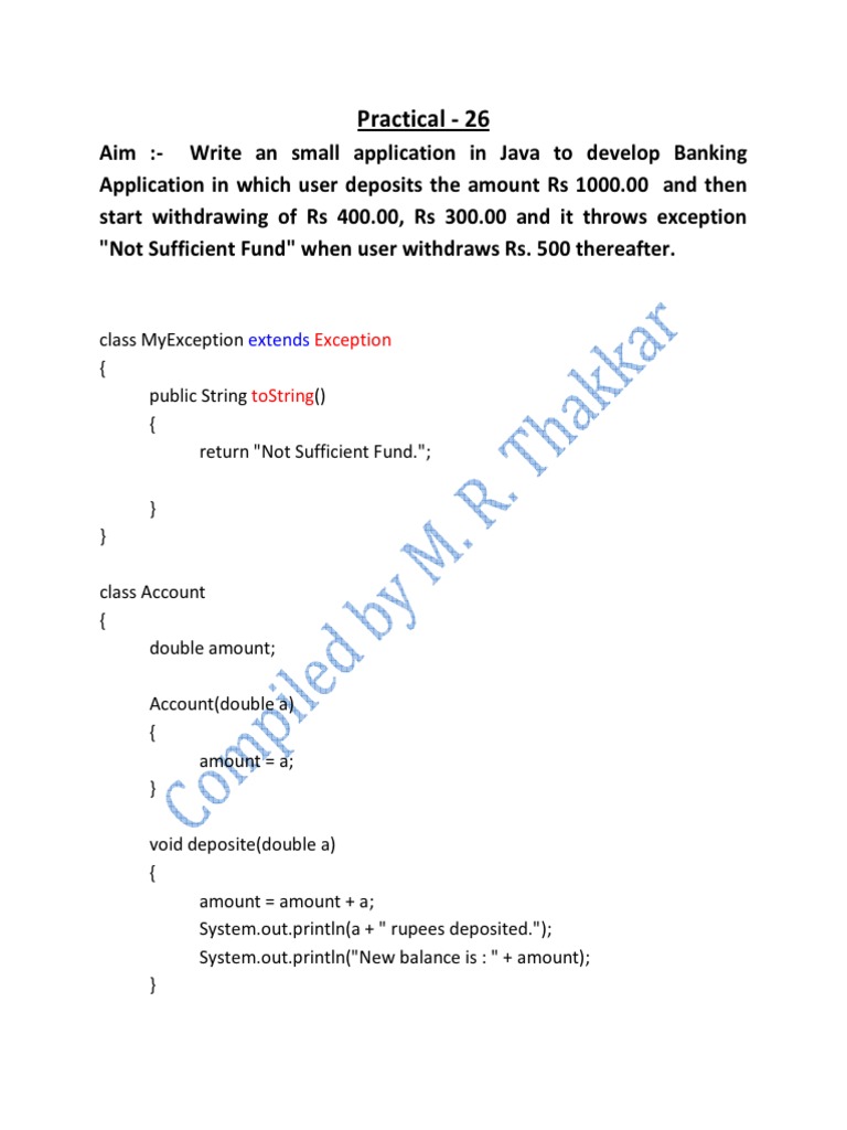 Java Banking App: Withdrawals & Exceptions | PDF