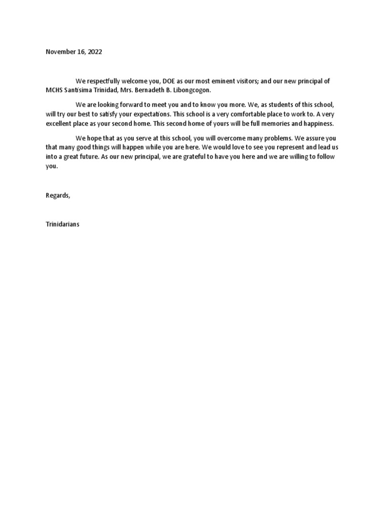 Welcoming Letter | PDF