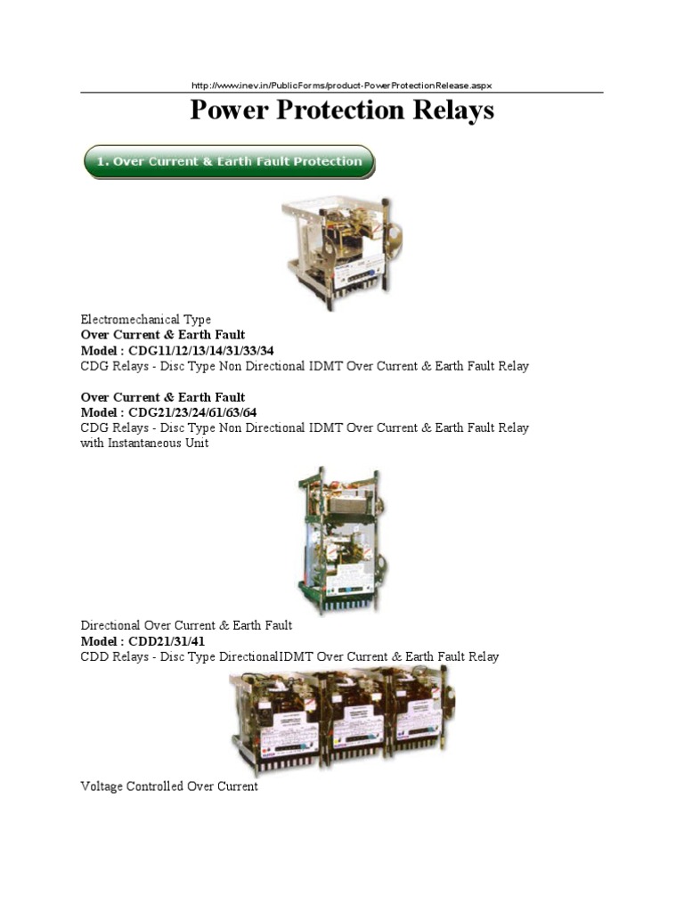 Power Protection Relays | PDF | Relay | Transformer