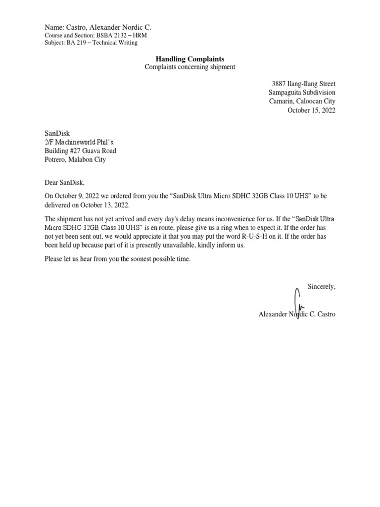 Handling Complaints Pdf