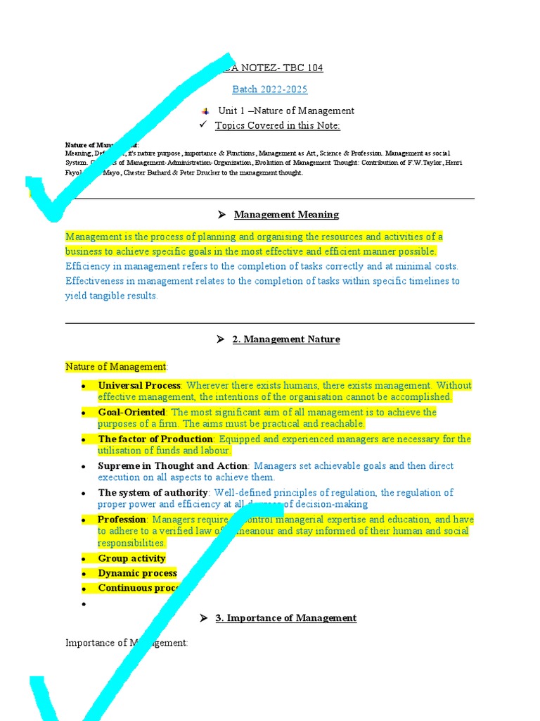 TBC 105 Unit-1 Notes | PDF | Human Resources | Science