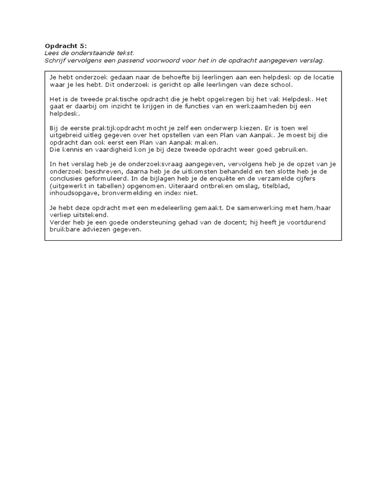 Oefening 5 Verslag Schrijven | PDF