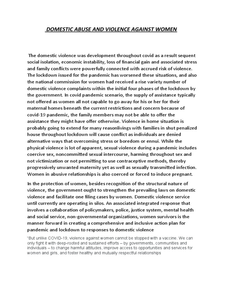 Domestic Violence Surge During COVID-19 | PDF | Domestic Violence ...