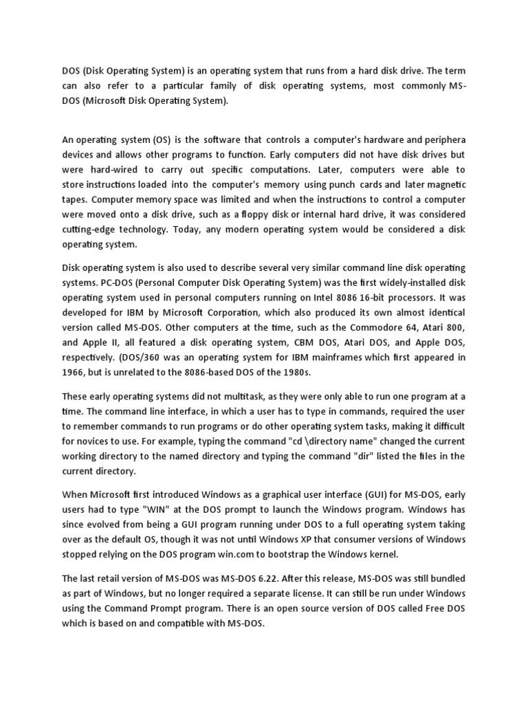 Dos | PDF | Operating System | Dos