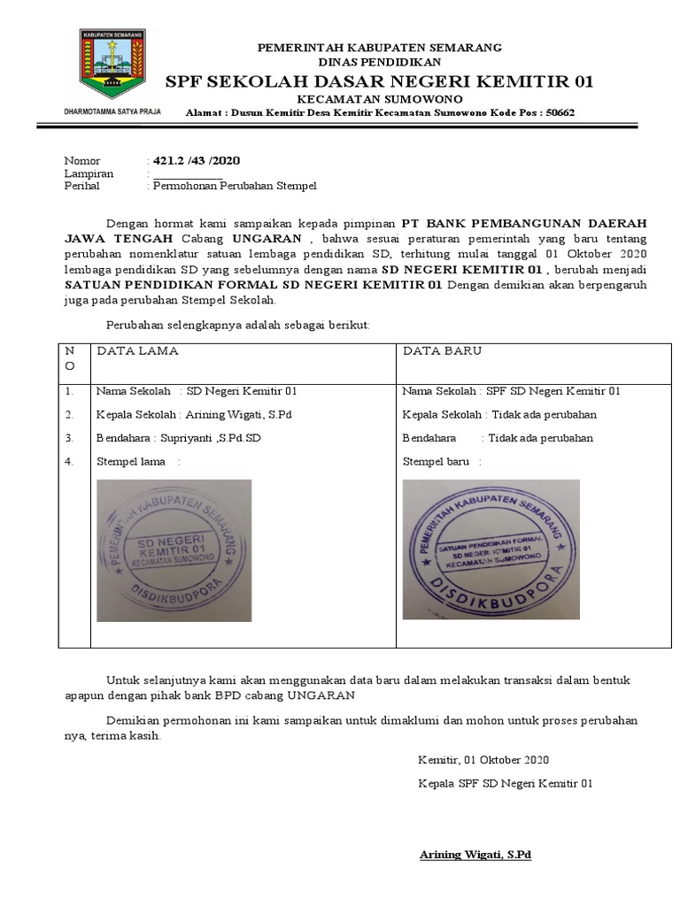 Surat Pergantian Stempel | PDF
