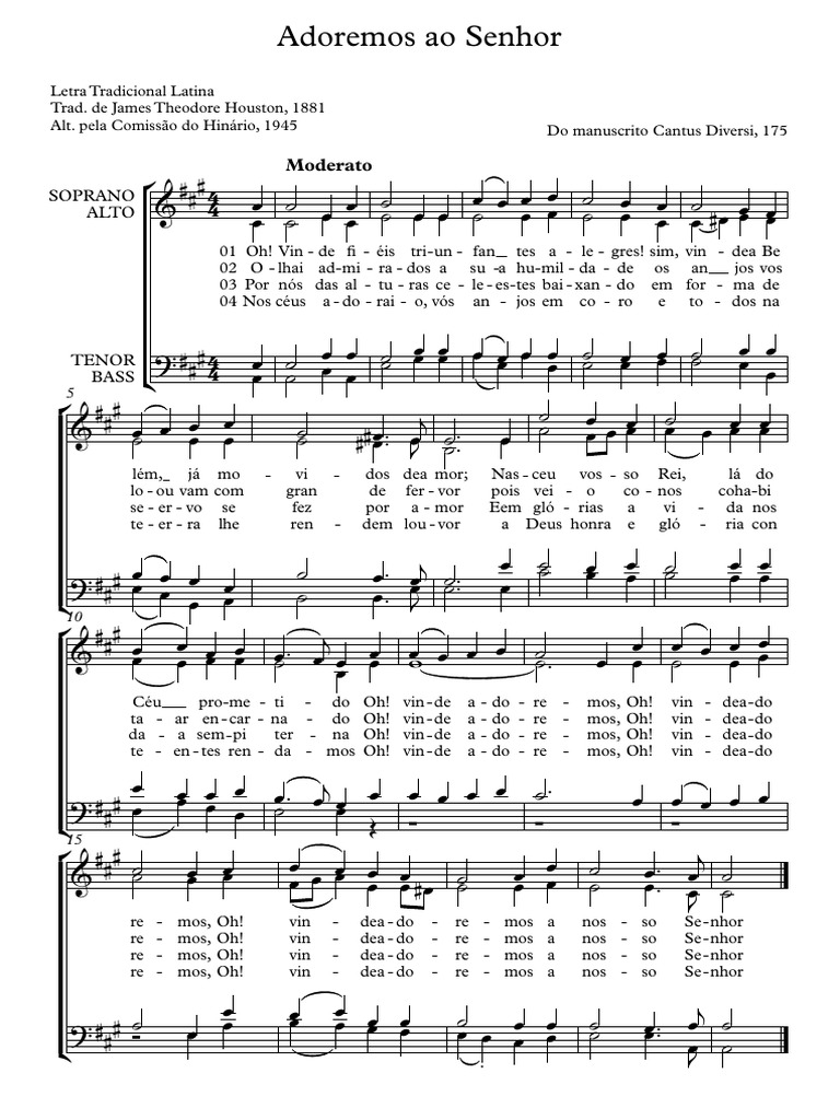 Adoremos Ao Senhor - Partitura Completa | PDF | Linguistique | Collation