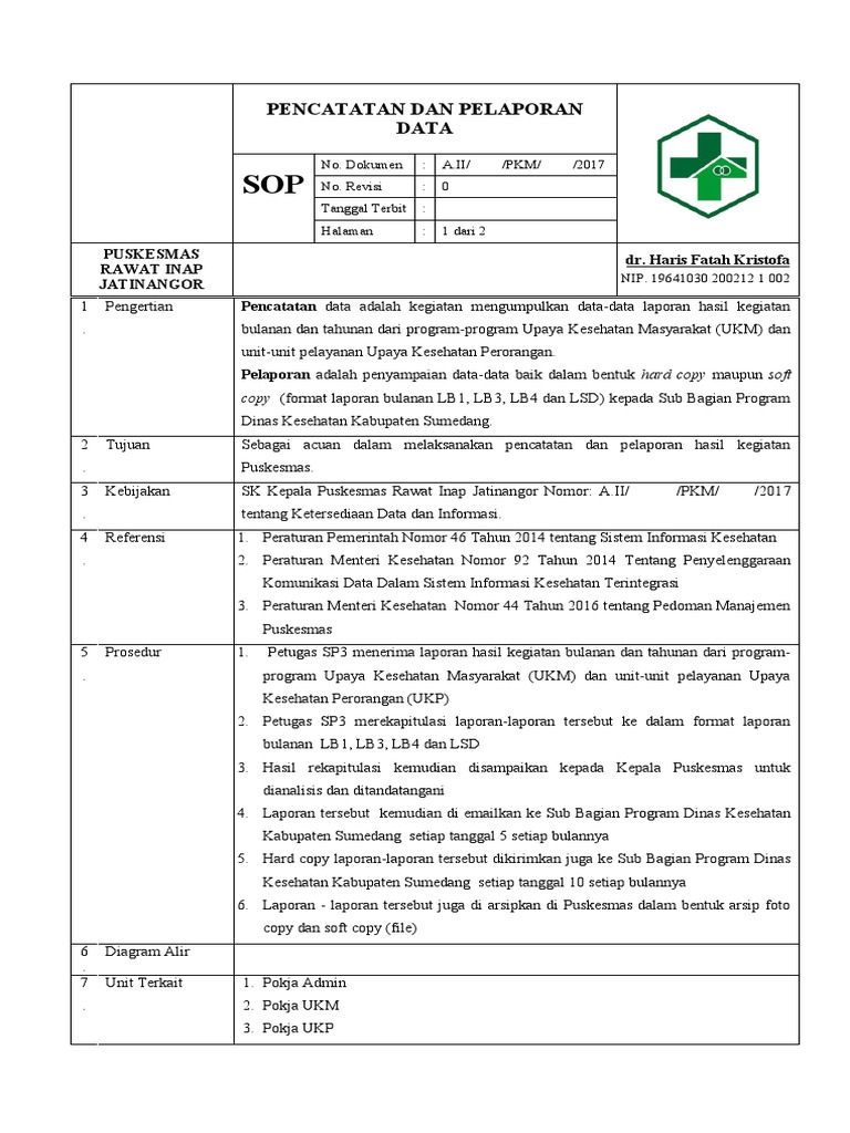 4218 SOP Pencatatan Dan Pelaporan | PDF