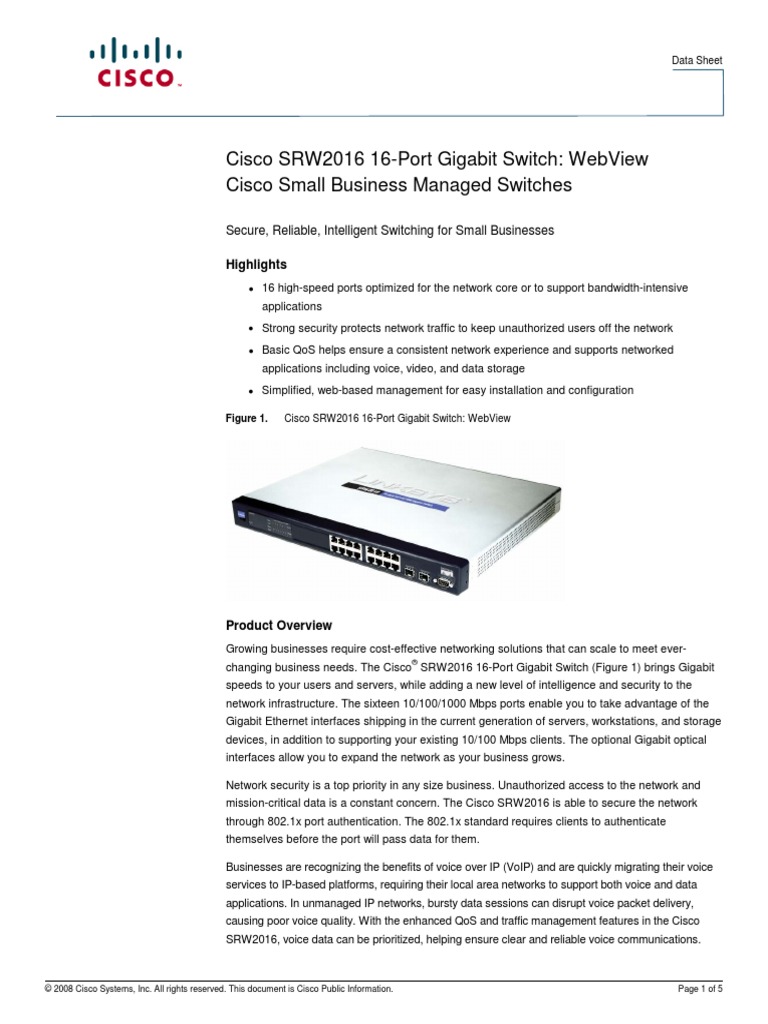 Cisco SRW2016 16-Port | PDF