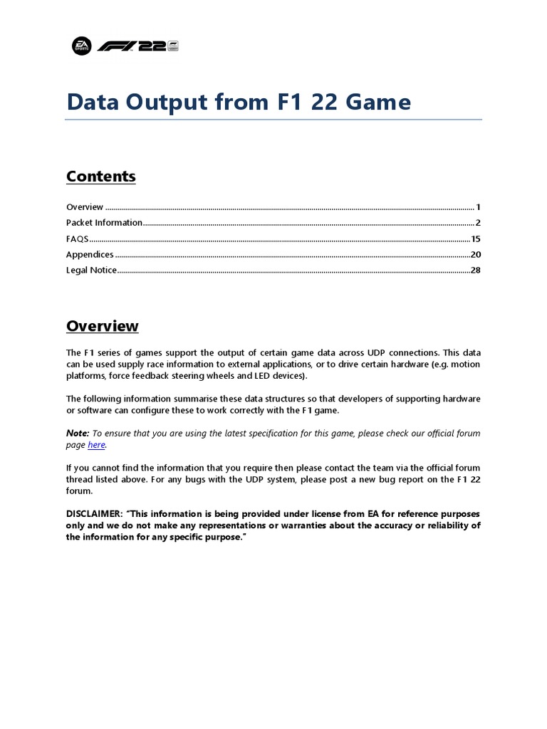 Data Output From F1 22 v14 | PDF | Network Packet | Formula One