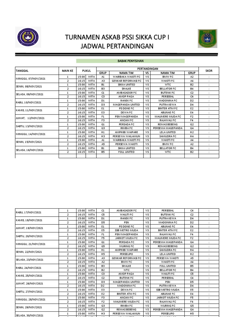 Fix Jadwal Pertandingan Askab Cup 2021 | PDF | Chess Theory | Chess