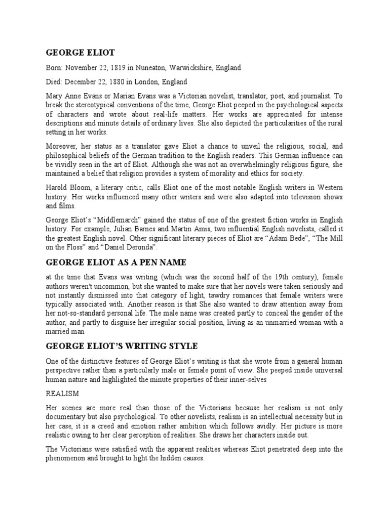 George Eliot's Writing Style | PDF | George Eliot