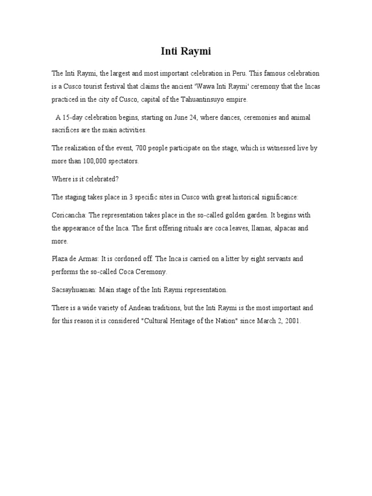 Inti Raymi | PDF