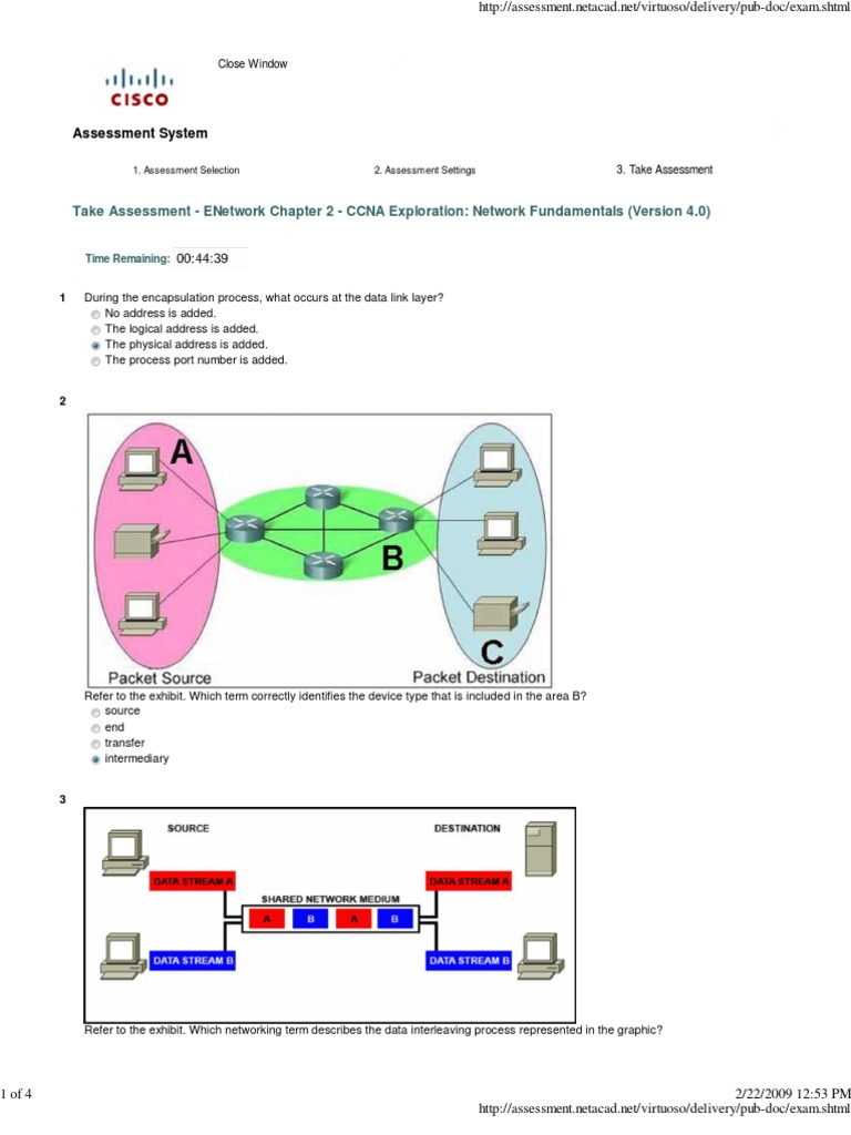 Assessment System: Take Assessment - Enetwork Chapter 2 - Ccna Exploration: Network Fundamentals ...