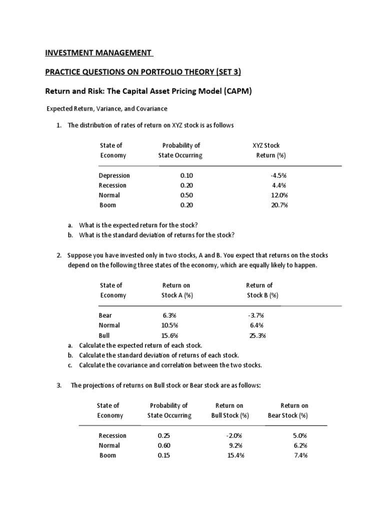 Portfolio Theory | PDF | Standard Deviation | Modern Portfolio Theory