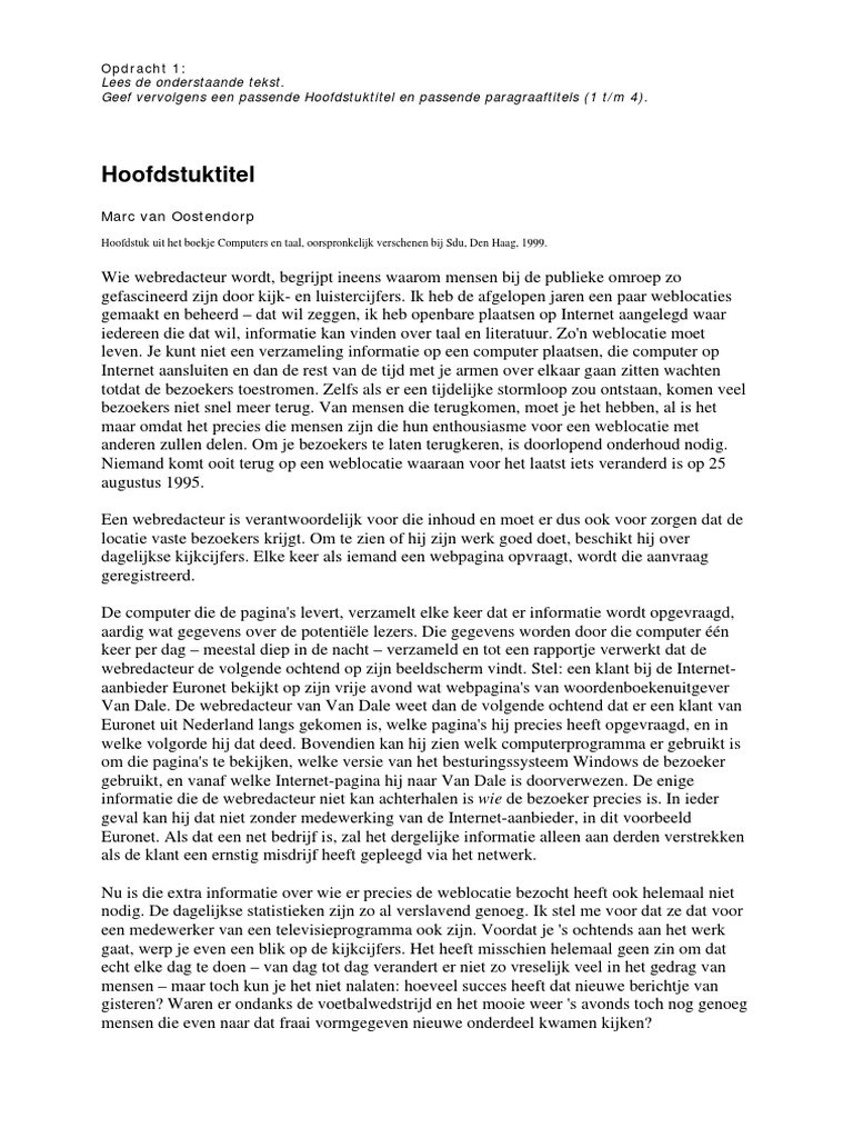 Oefening 1 T M 4 Verslag Schrijven Pdf