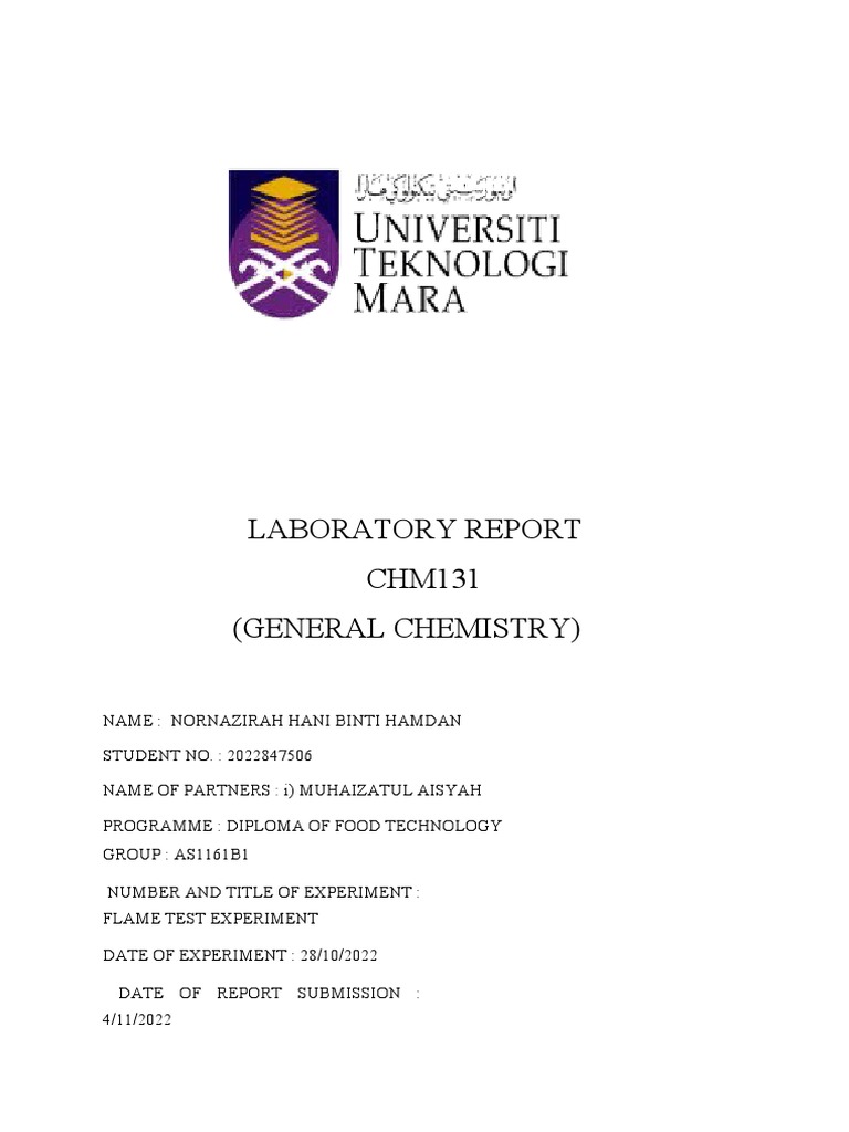 Lab Report CHM | PDF | Emission Spectrum | Ion
